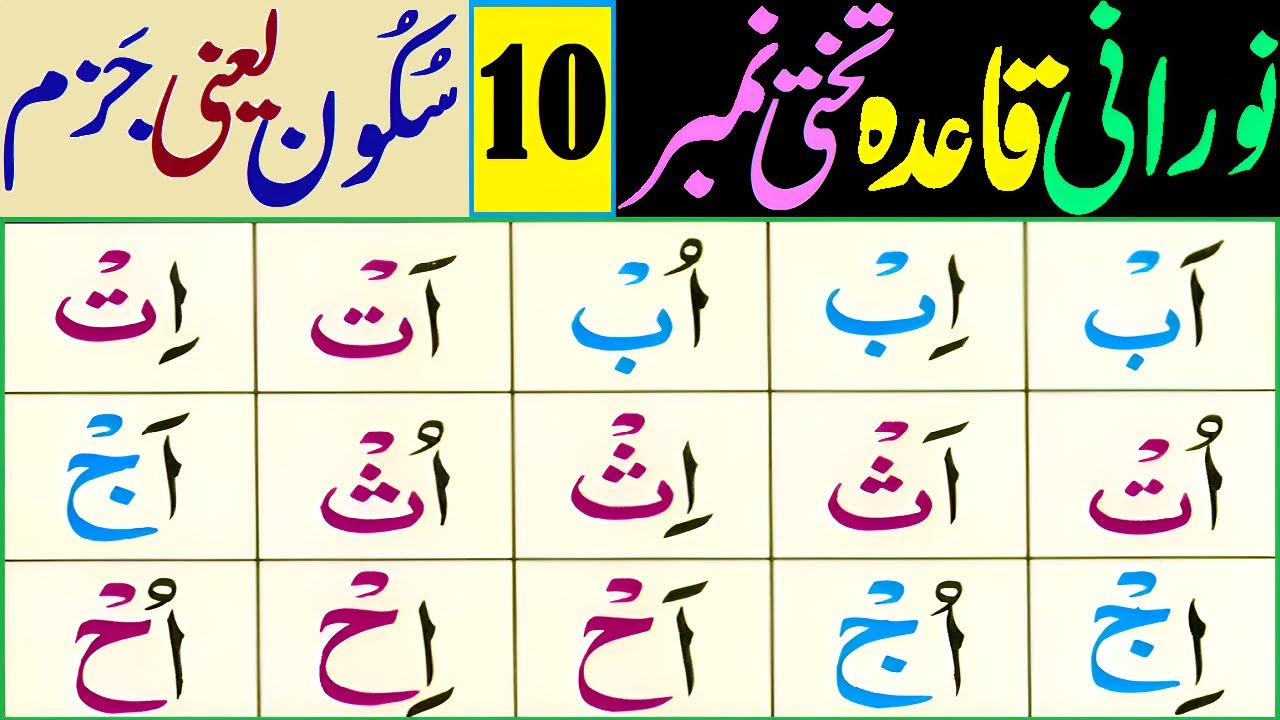 Learn Noorani Qaida Lesson # 10 With Tajweed || Noorani Qaida For Kids ...
