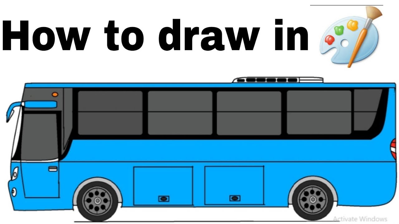 How to draw a bus in MS Paint /step by step Tutorial. /draw a bus on ...
