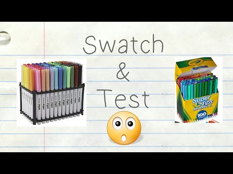 School Smart Super tips vs. Crayola Supertips Swatch - YouTube