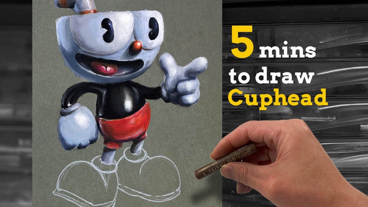 5 minutes how to draw Cuphead by oil pastels｜EZ EZ - YouTube