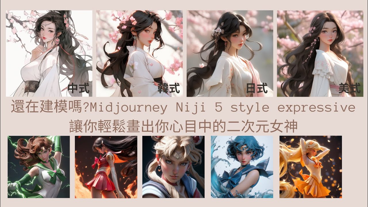 告別繁瑣建模工作：Midjourney Niji 5搭配Style Expressive，讓你輕鬆掌握AI女神創作神器 - YouTube