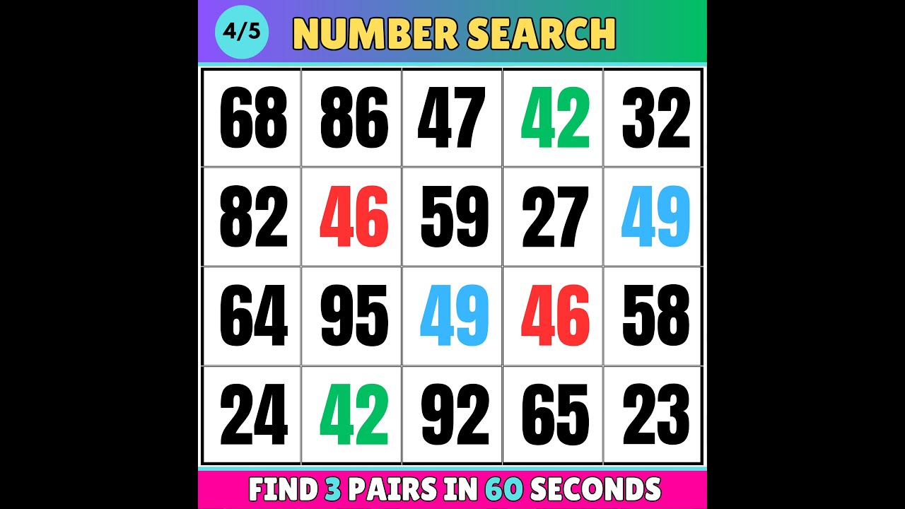 Ultimate Number Search Challenge! 🧠 Can You Find All the Hidden Numbers ...
