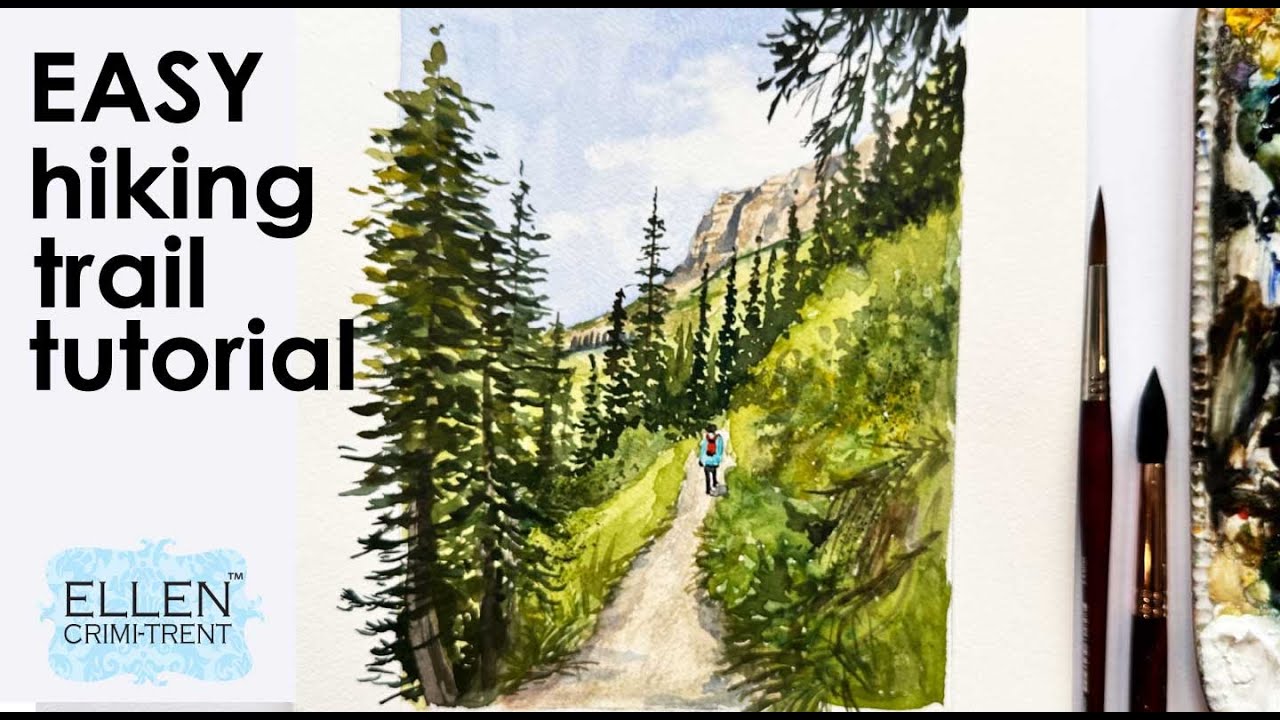 EASY Watercolor Hiking trail tutorial - YouTube