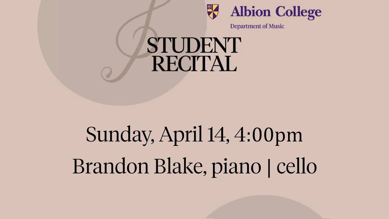 Student Recital: Brandon Blake, piano and cello - YouTube