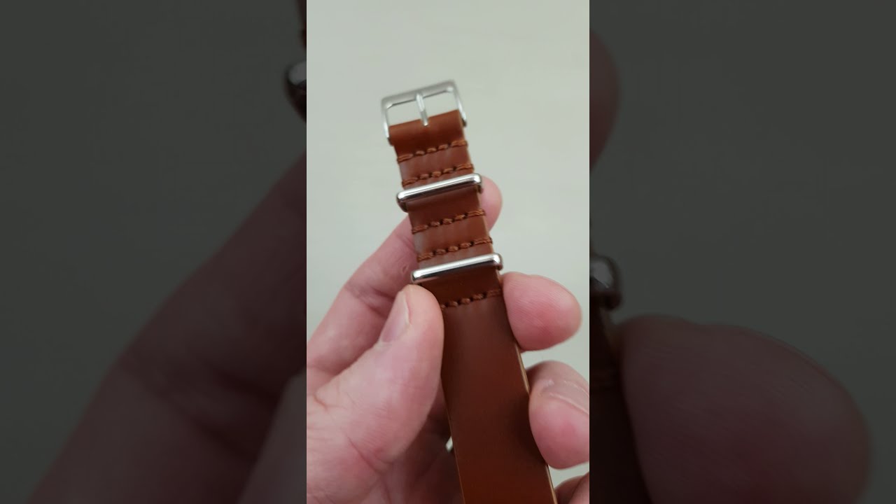 Shell Cordovan leather NATO watch strap, handmade by Difues - YouTube
