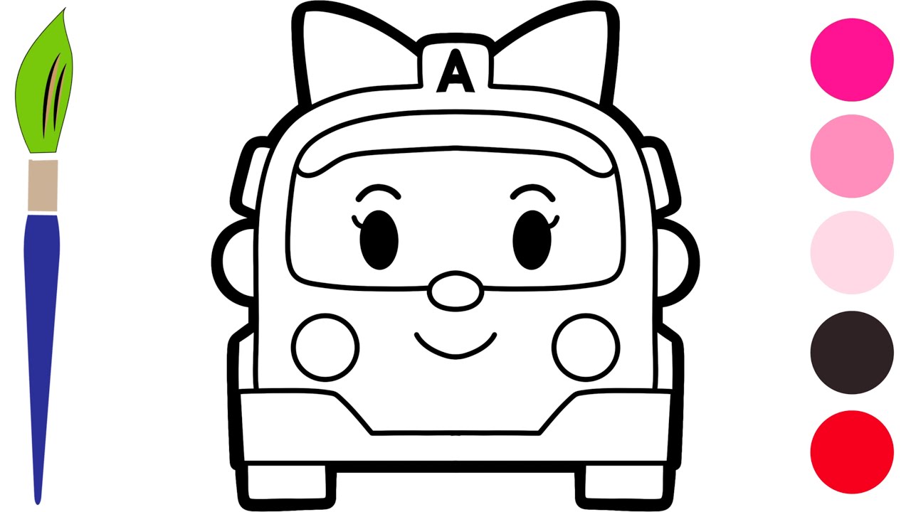 Menggambar dan Mewarnai Kartun Amber Robocar Poli dengan Bagus dan ...