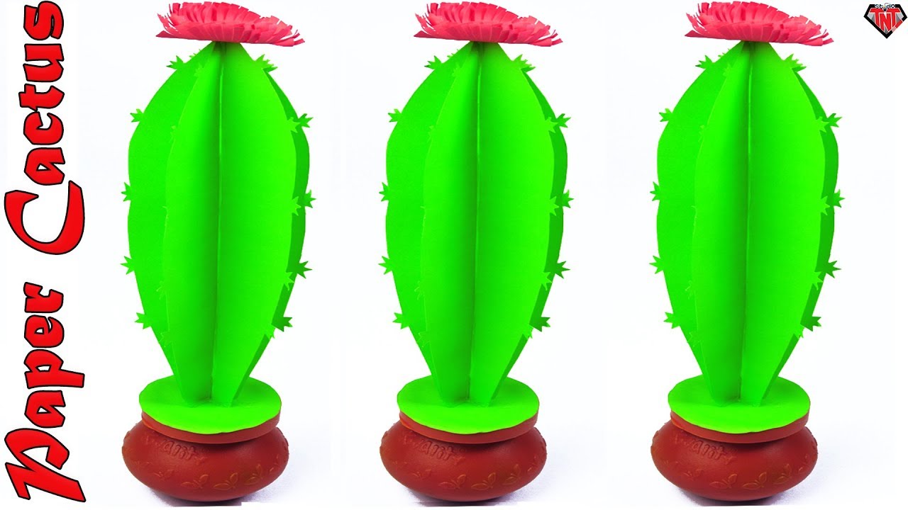 How To Make Paper Cactus With Flower Diy Paper Origami Cactus