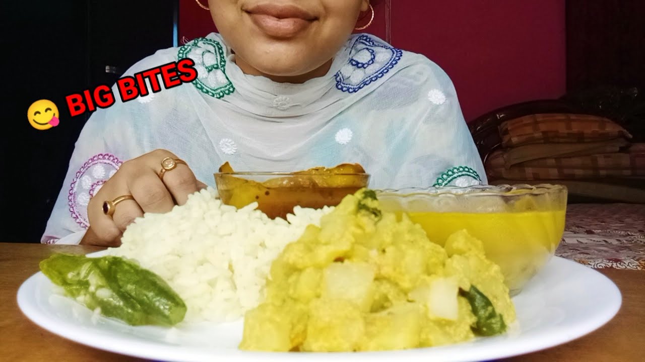 Yummy 😋 Bengali Lunch | Big bites | Aluposto Bulir dal Amer chutney ...