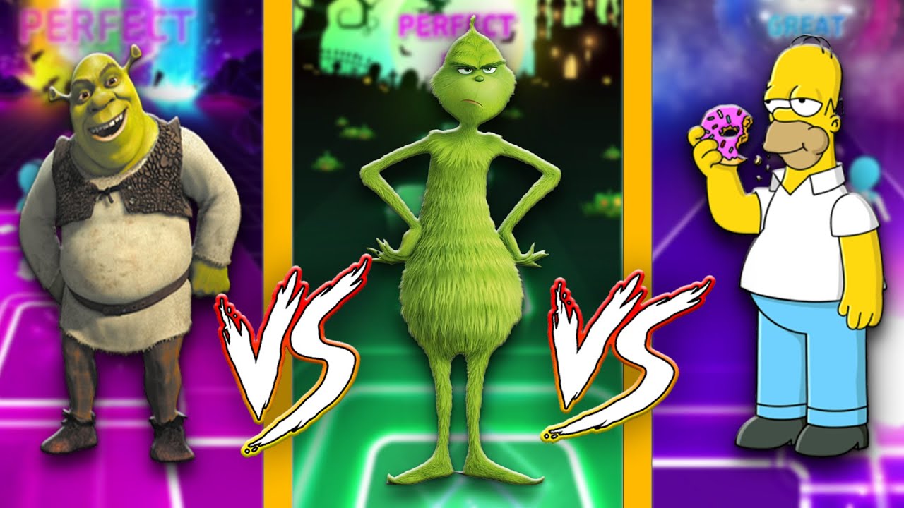 SHREK vs GRINCH vs HOMER SIMPSON | Tiles Hop Battle | EDM RUSH FIGHT ...