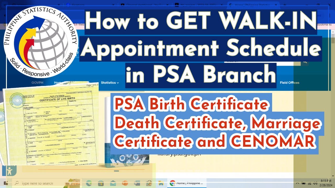 How to set an Appointment in PSA for walk-in applicant - YouTube