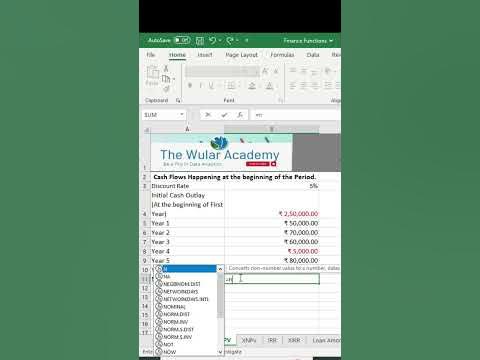 How to use NPV (Net Present Value) Function in Excel - YouTube