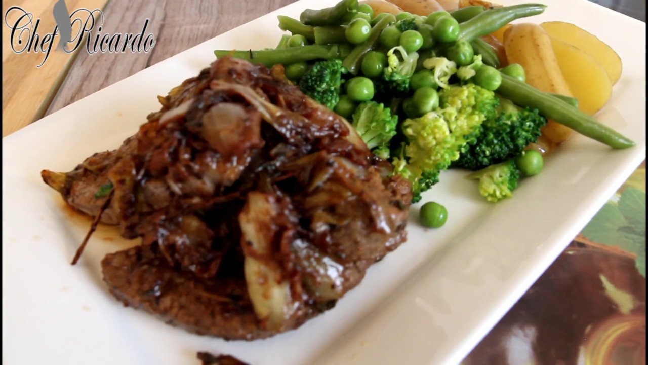 Red Wine Steak Served With Green Vegetables And New Potatoes | Recipes ...