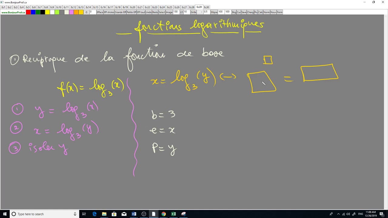 Fonction logarithmique trouver la reciproque de la fonction de base ...