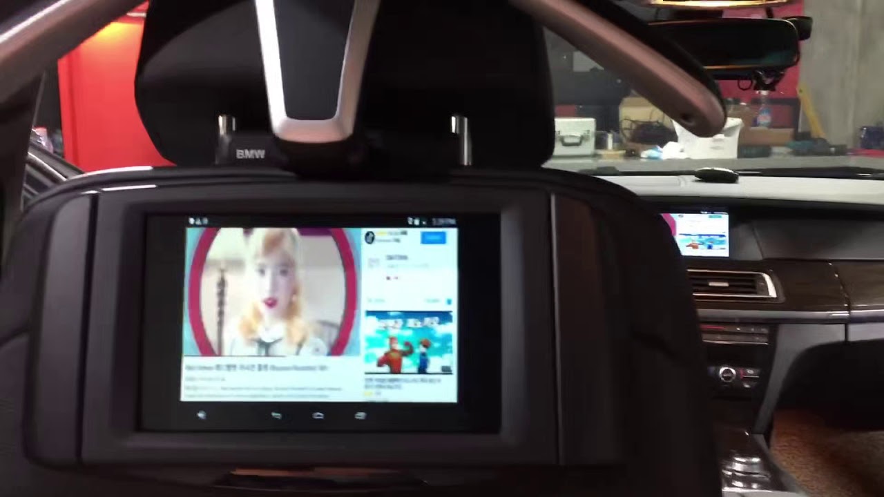 BMW 7 (F02) Simultaneous display of Android to headrest monitors - YouTube