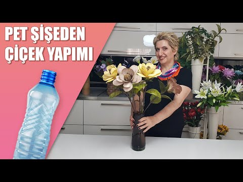 How to make Flower with plastic bottle (Pet şişeden Çiçek yapımı)