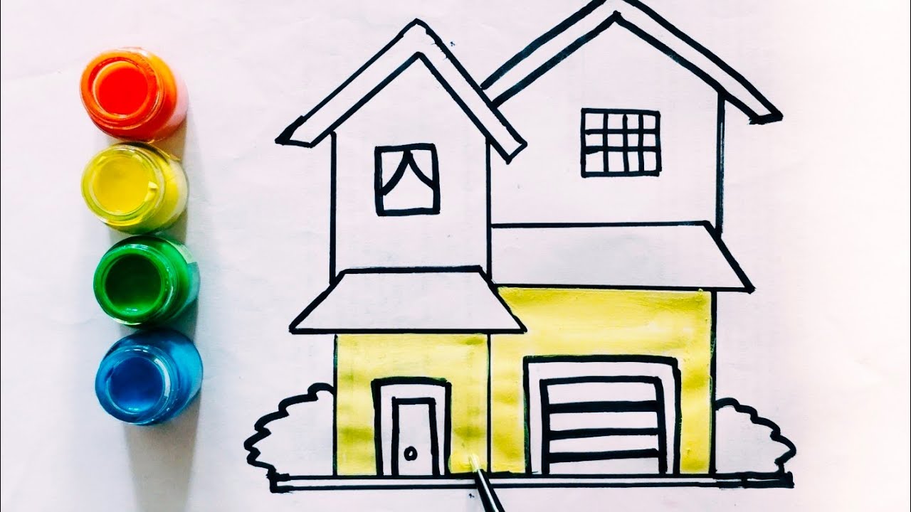 House Drawing For Kids And Toddlers l very simple house drawing for ...
