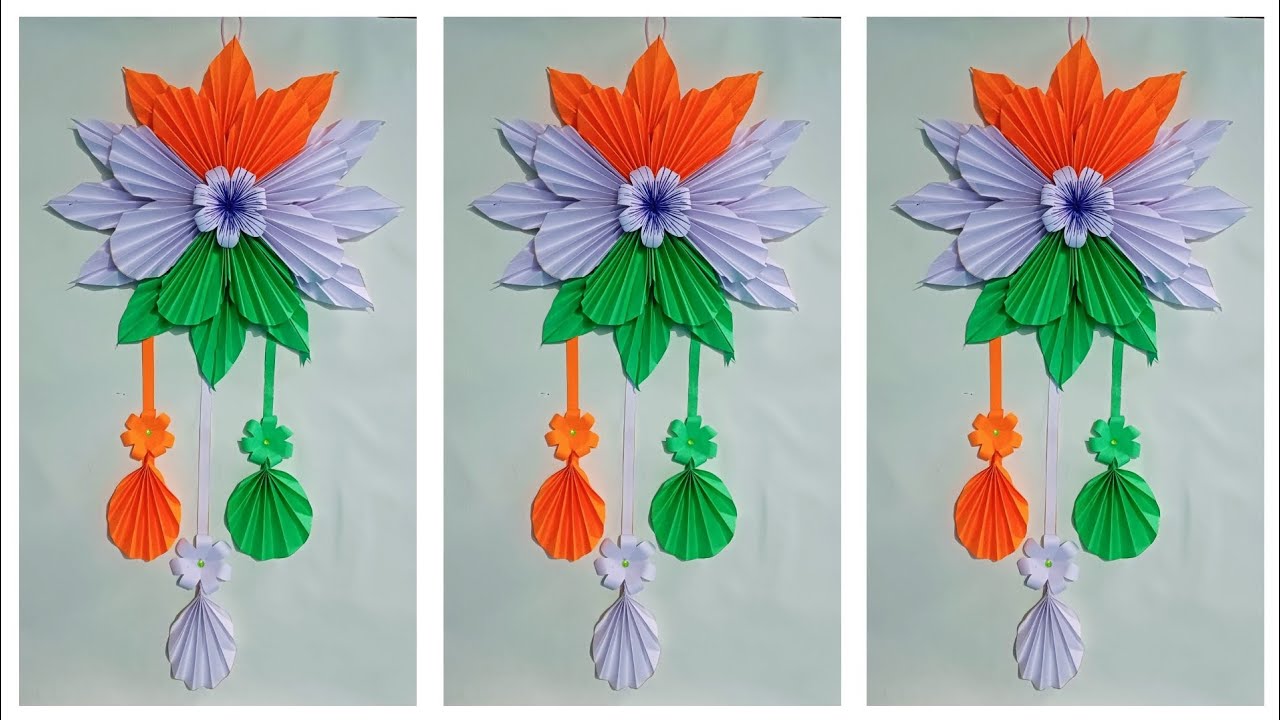 Tricolor Wall Hanging Craft // Independence day wall decoration ideas ...