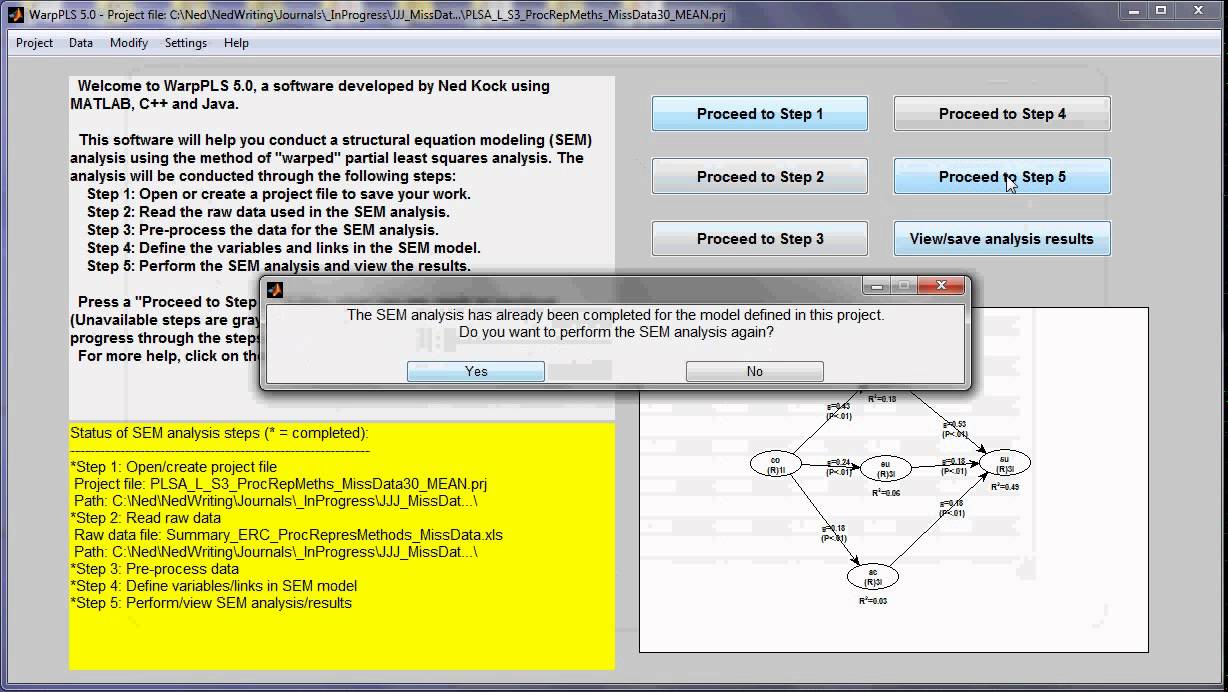 View and Change Missing Data Imputation Settings in WarpPLS - YouTube