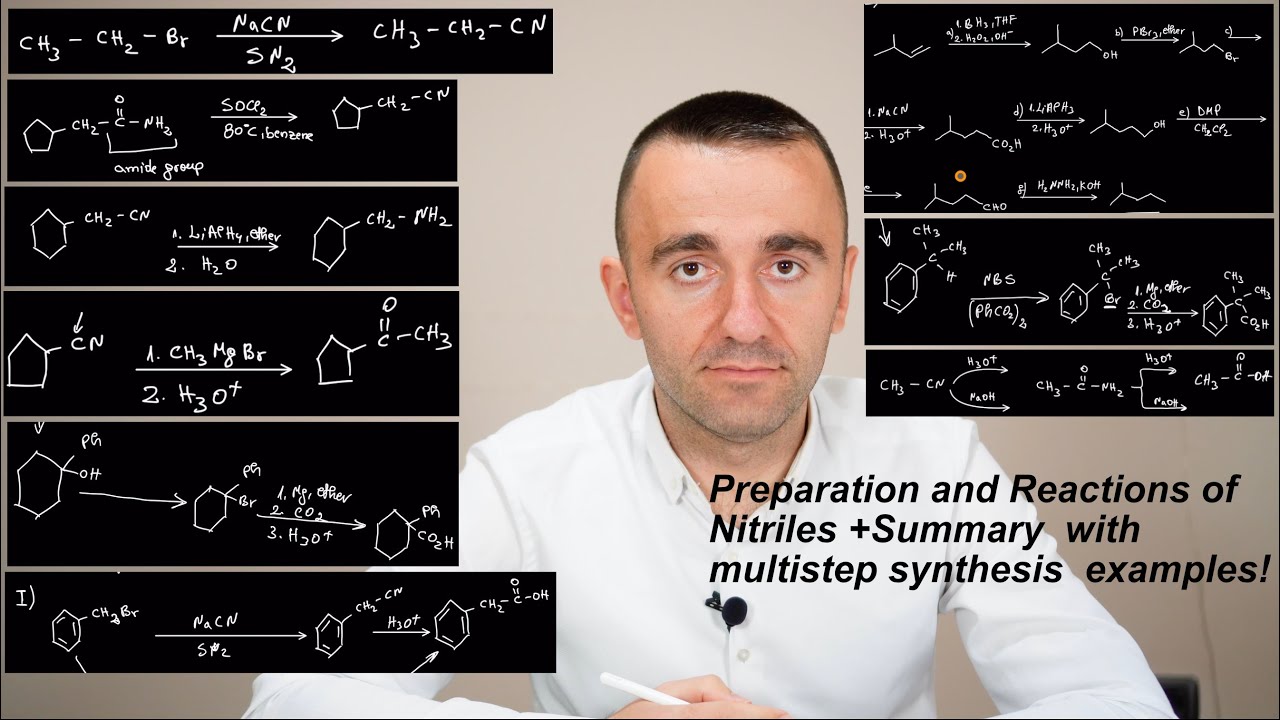 Preparation and reactions of Nitriles (2min) + Summary with multistep ...