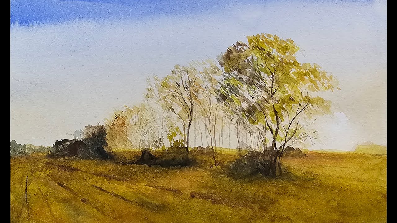 Starting a receding Treeline in watercolor demo - YouTube