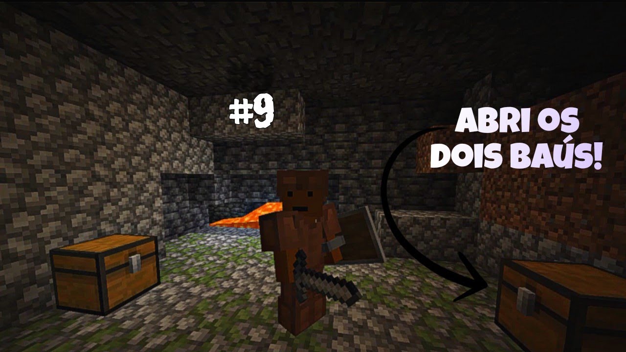 ABRI OS DOIS BAUS QUE ACHEI NA CAVERNA ! Minecraft #9 - YouTube