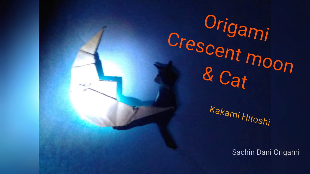 Origami Crescent Moon and Cat - YouTube
