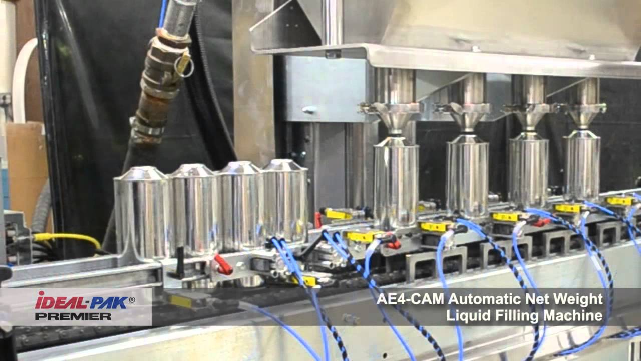Ideal-Pak AE4-CAM Automatic Net Weight Liquid Filling Machine - YouTube