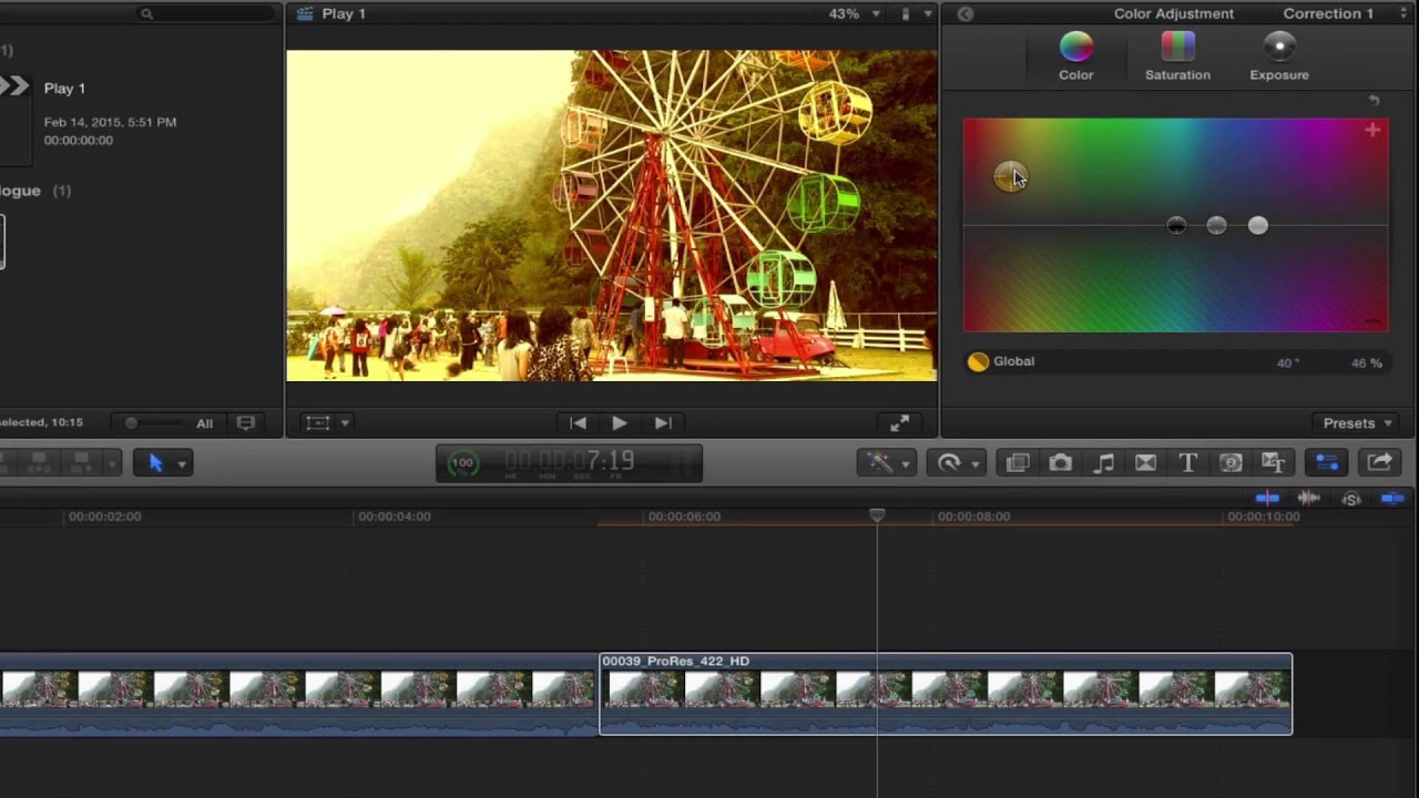 Color Adjustment Animation in FCP X (v. 10.1.3) - YouTube