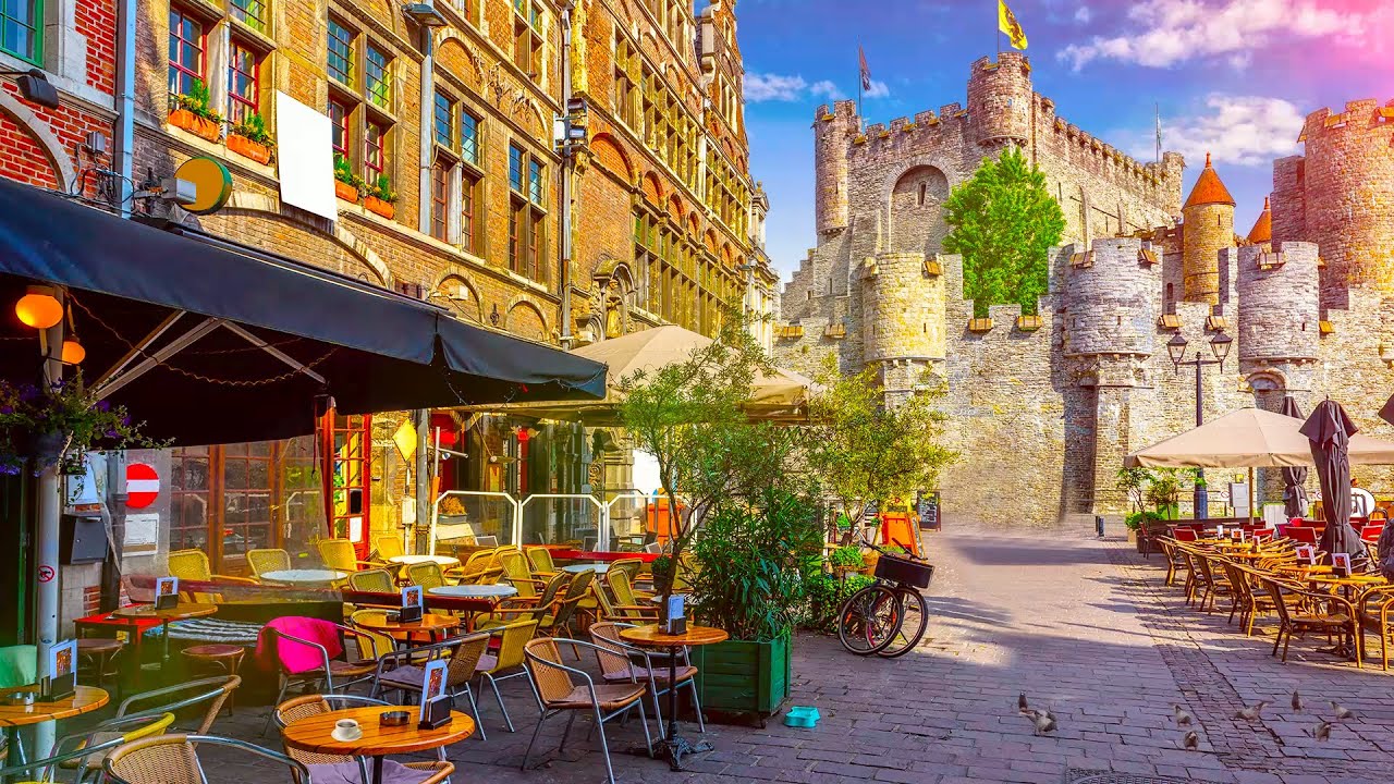 Belgium Morning Coffee Shop Ambience ☕ Mellow Morning with Relaxing ...