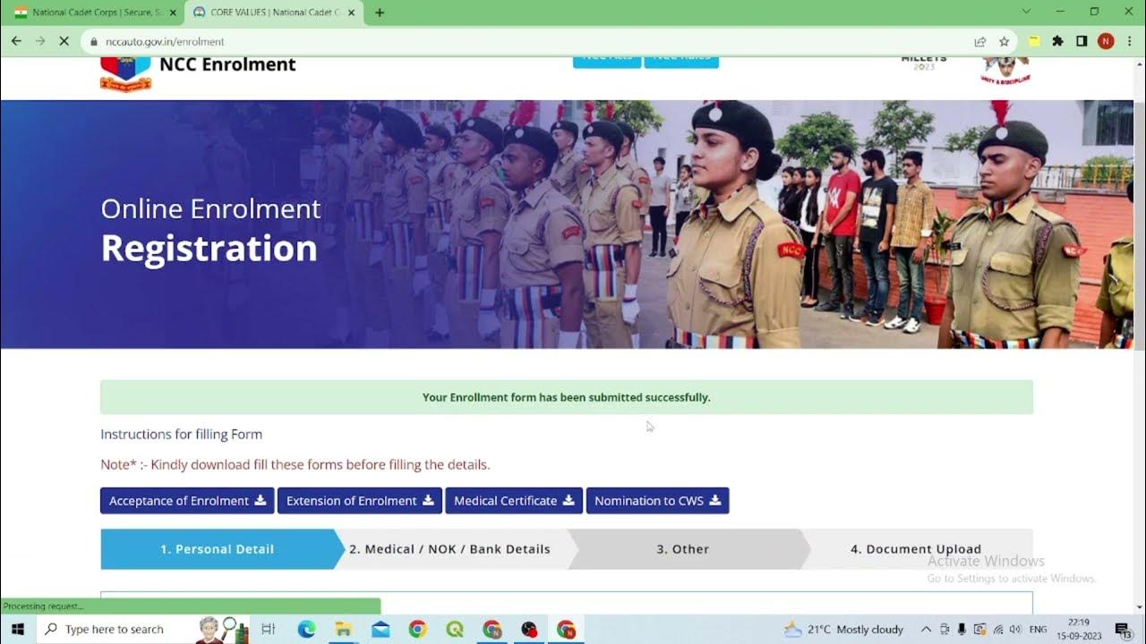 Online NCC enrolment steps to fill up online enrolment - YouTube
