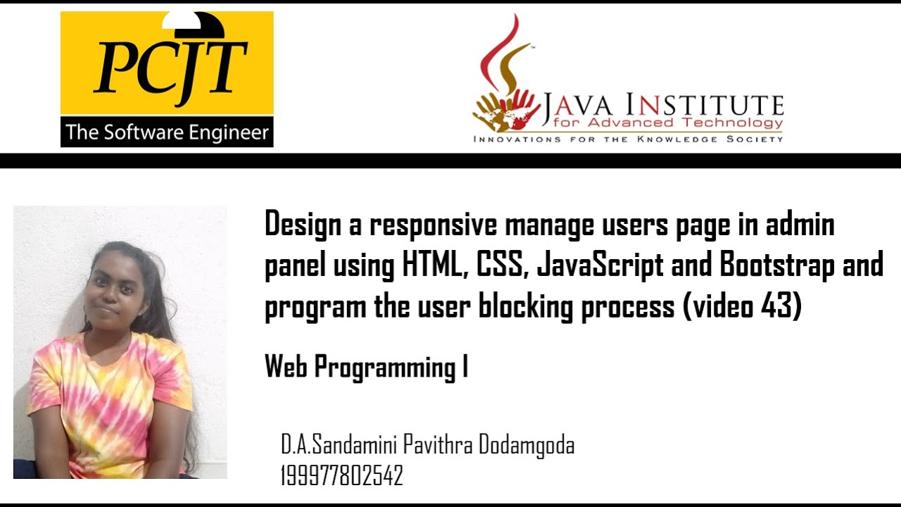Design a responsive manage users page in admin panel using and program ...