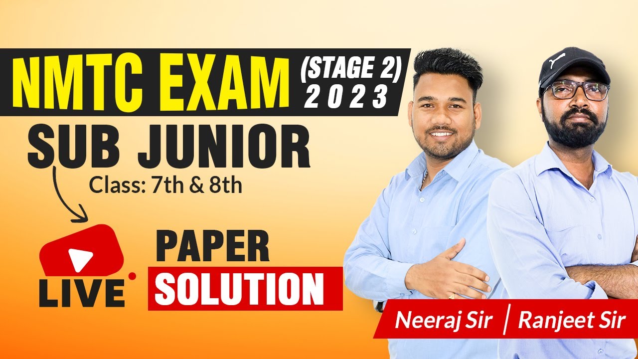 🥇🔥NMTC (Stage 2) 2023 LIVE Paper Solution |⭐NMTC (Stage 2) Sub Junior Answer Key⭐#nmtc # ...