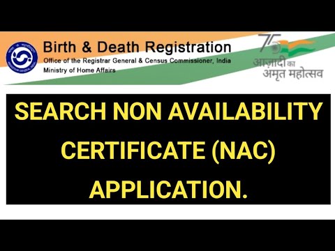 BIRTH AND DEATH REGISTRATION PORTAL. SEARCH NON AVAILABILITY ...