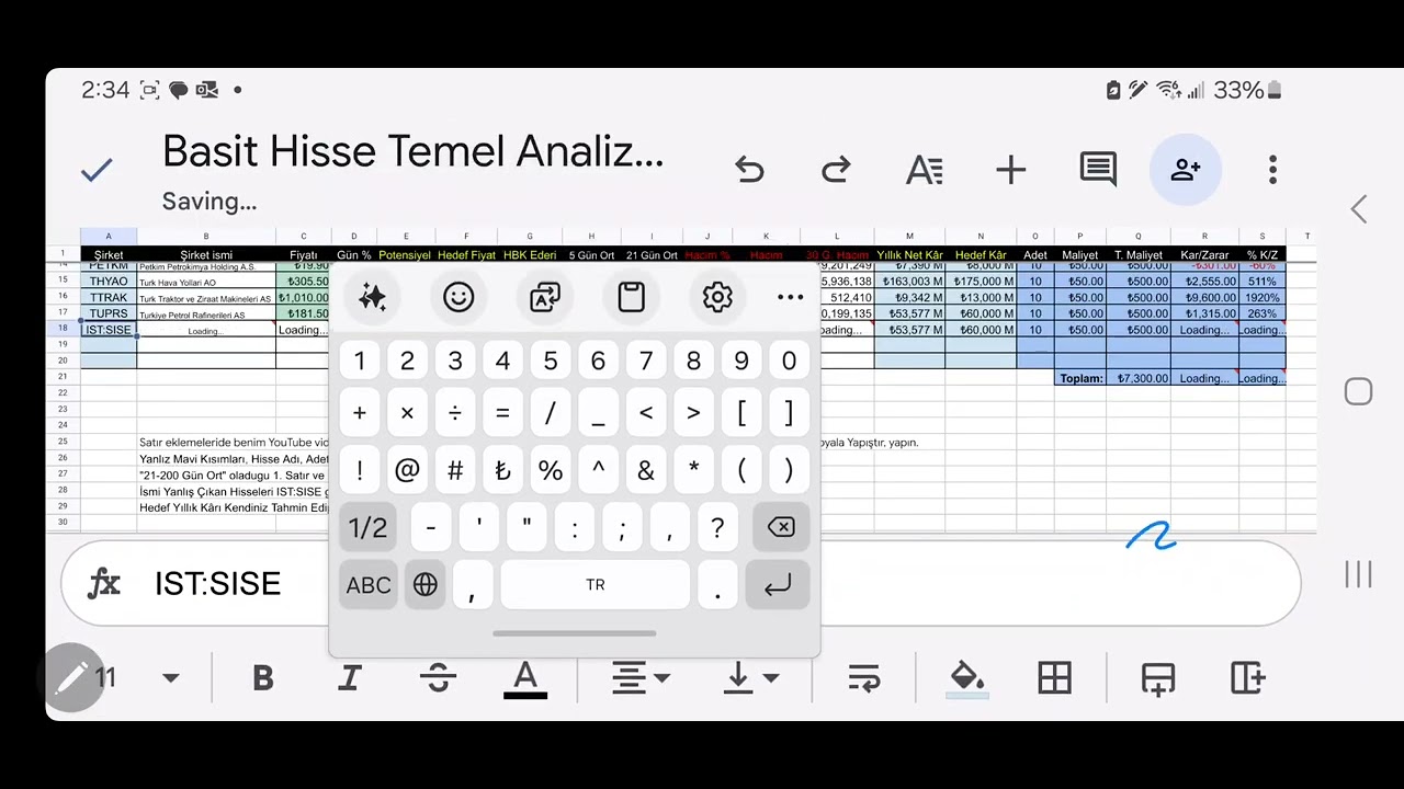 Ücretsiz Basit Hisse Temel Analiz ve Takip Tablosu. 524 - YouTube