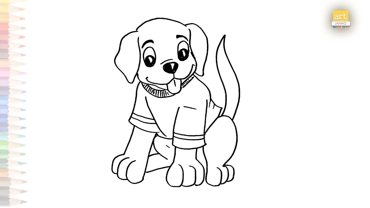 Pet cute dog drawing easy | Pet dog drawing tutorials | How to draw A ...