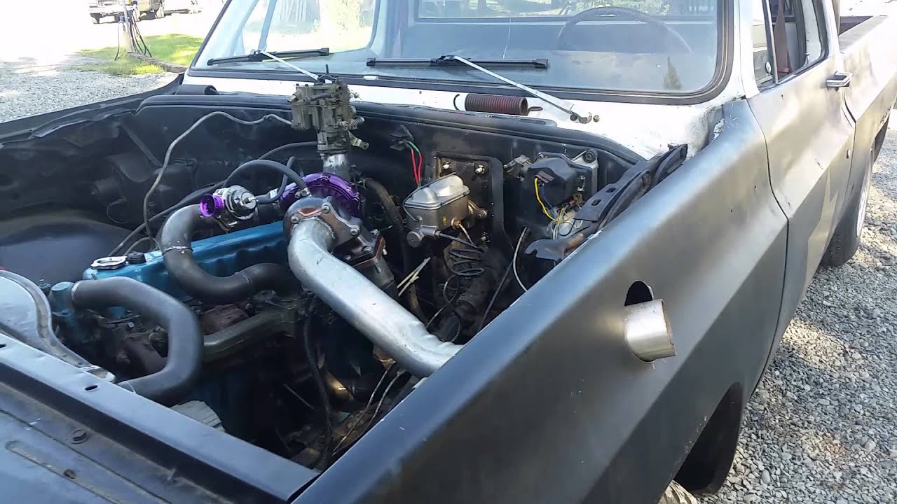 1973 Chevy c10 turbo 250 first start - YouTube