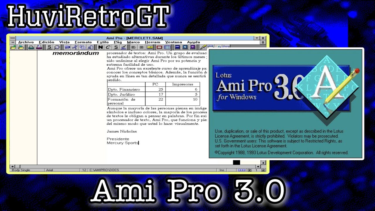 HUVI RETRO: Instalación Ami Pro 3.0 - YouTube