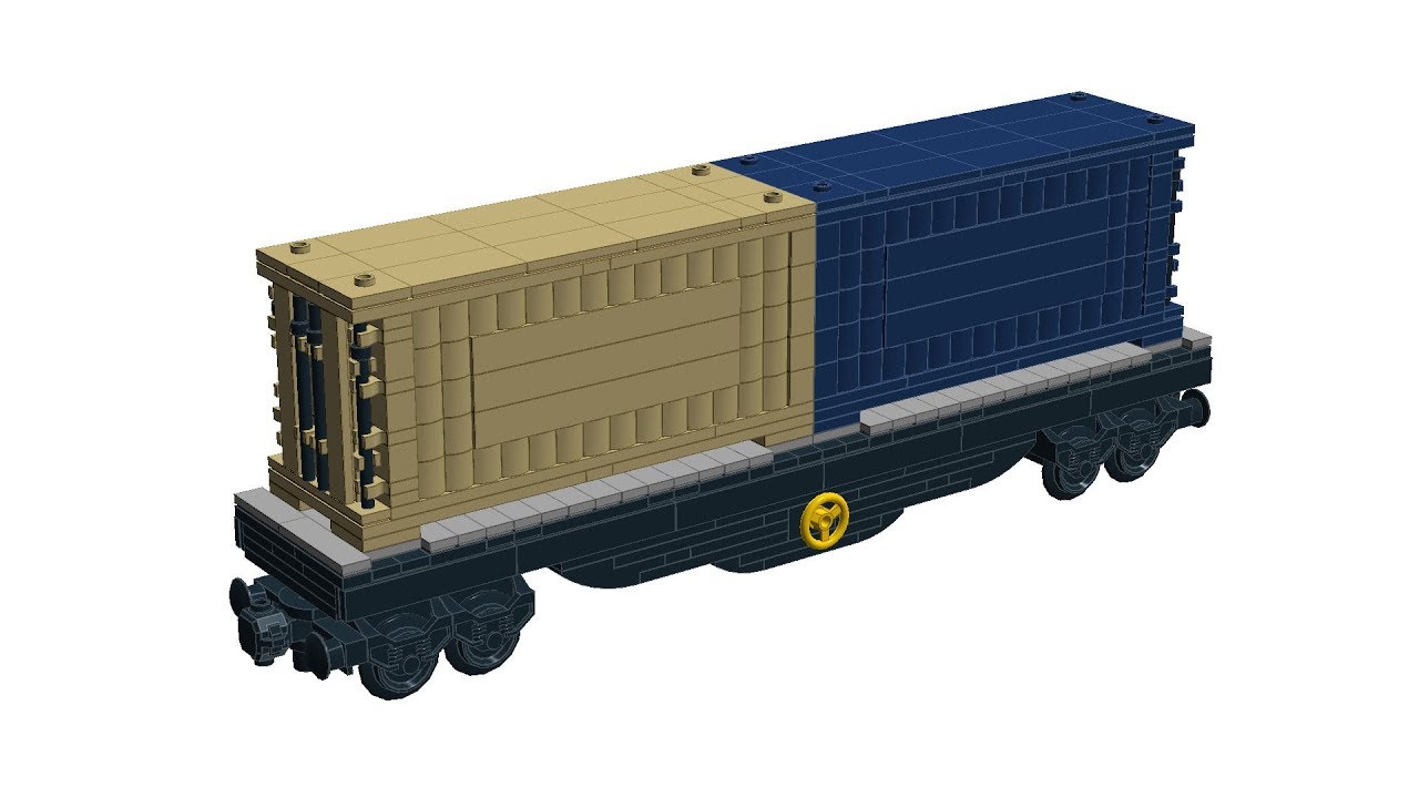 LEGO Train - Wagon porte conteneur "Deux conteneurs" - Container wagon ...