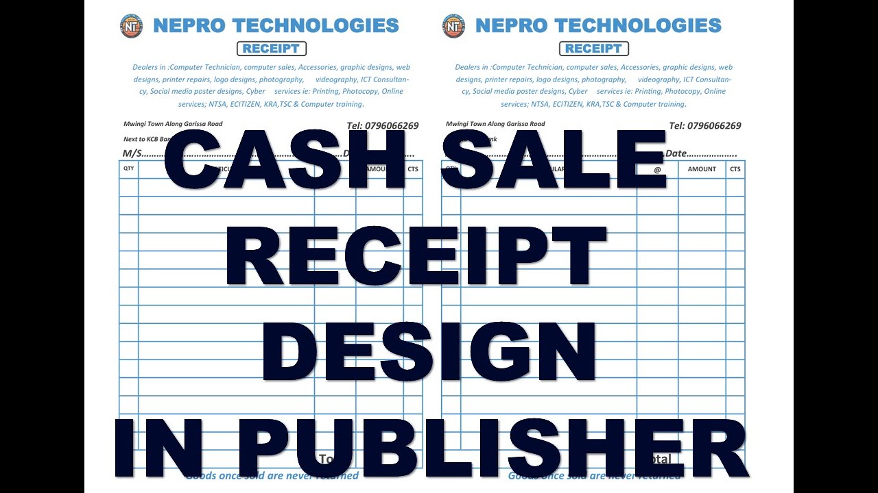 HOW TO DESIGN CASH SALE RECEIPT IN MS PUBLISHER 2019 (2024) #design # ...