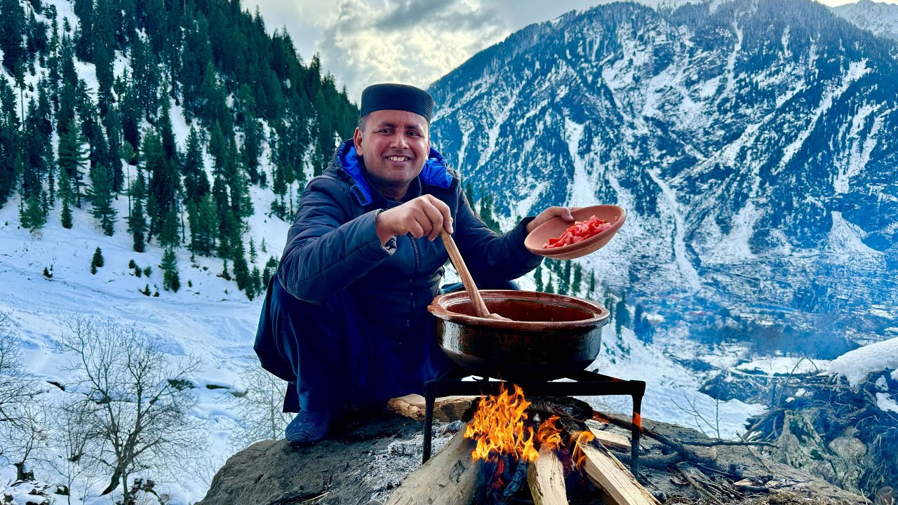 Cooking Organic Food on Top of Mountain | Mountain Village Life | A ...