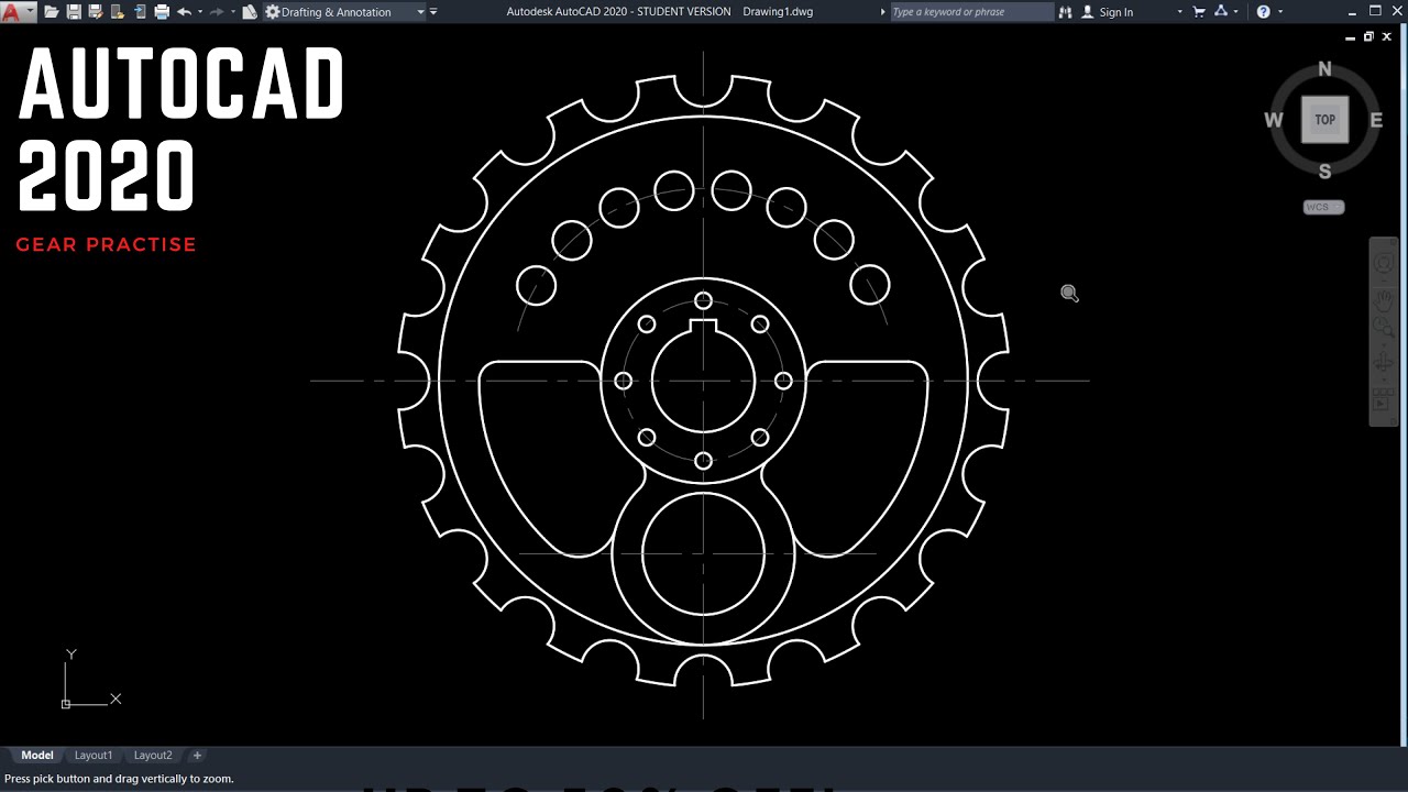 Autocad Dişli Çizimi | Gear Drawing in Autocad | Autocad 2D Practice ...
