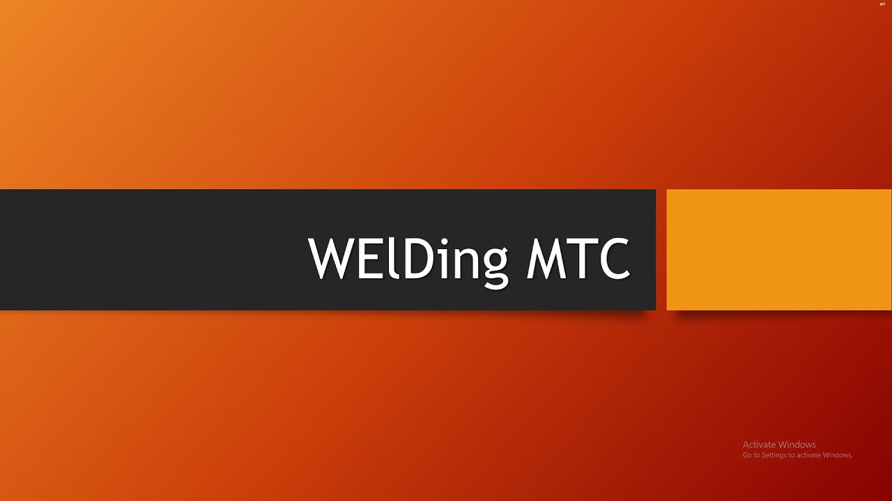 Welding MTC - YouTube