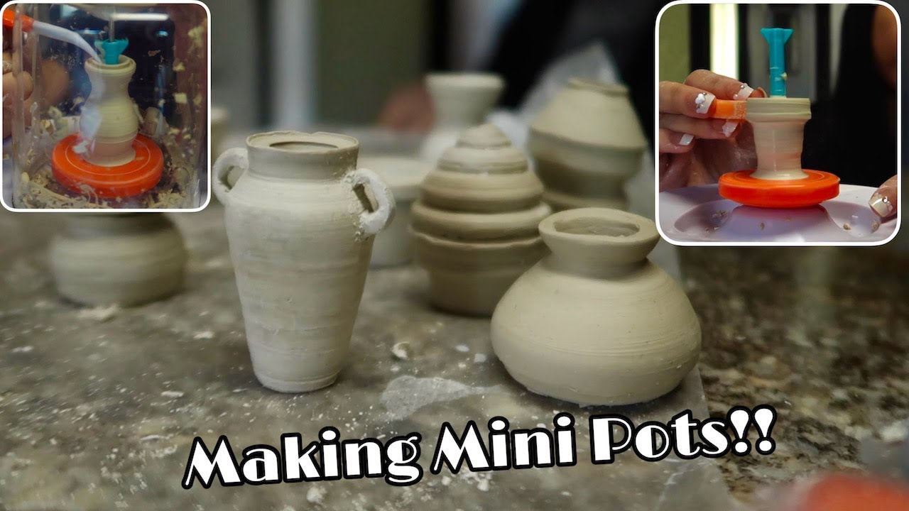 MAKING MINI DECORATIVE POTS!!! (Super Easy Pottery-Making Set!) - YouTube