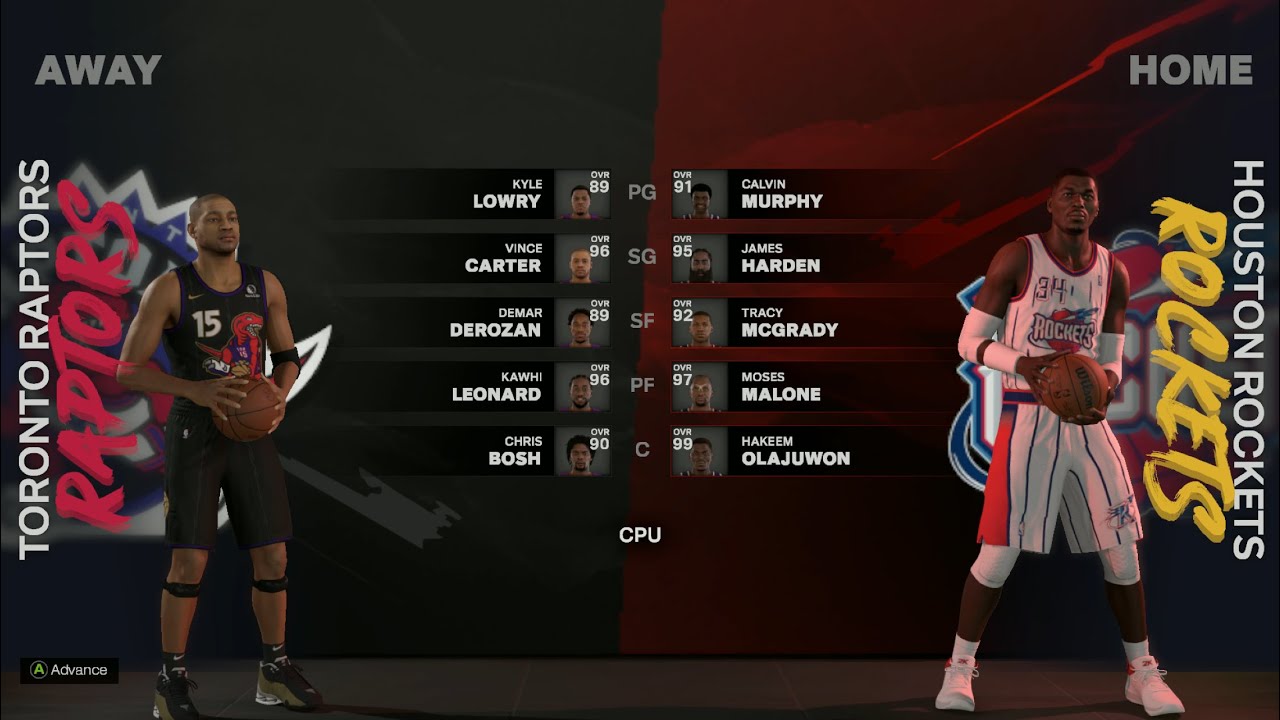 NBA 2K25 - Toronto Raptors @ Houston Rockets - All-Time Teams Seasons ...