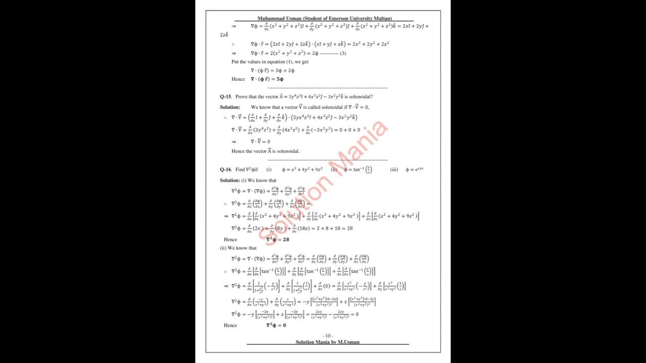 Ch no 4 Unsolved Problems | Vector and Tensor Analysis by Dr.Nawazish Ali Shah | Solution Mania ...