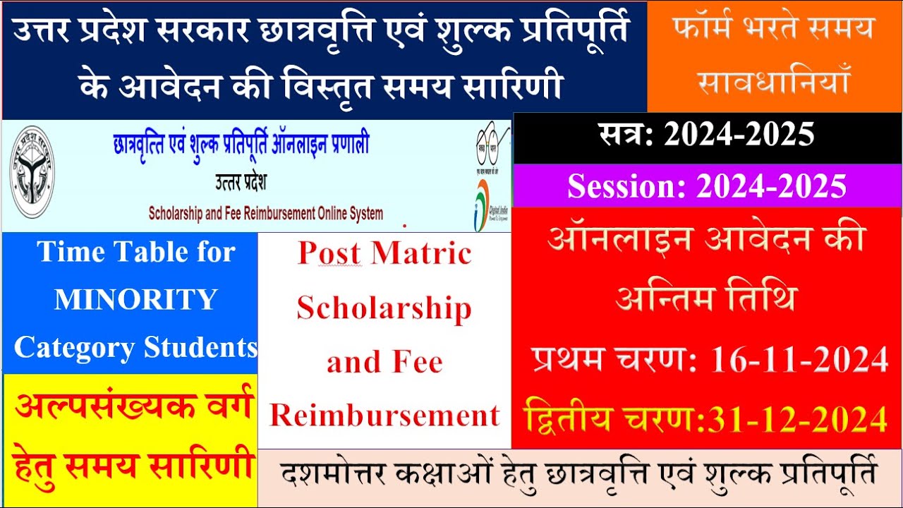 2024-25 Time Table for MINORITY POST MATRIC अल्पसंख्यक विद्यार्थियों ...