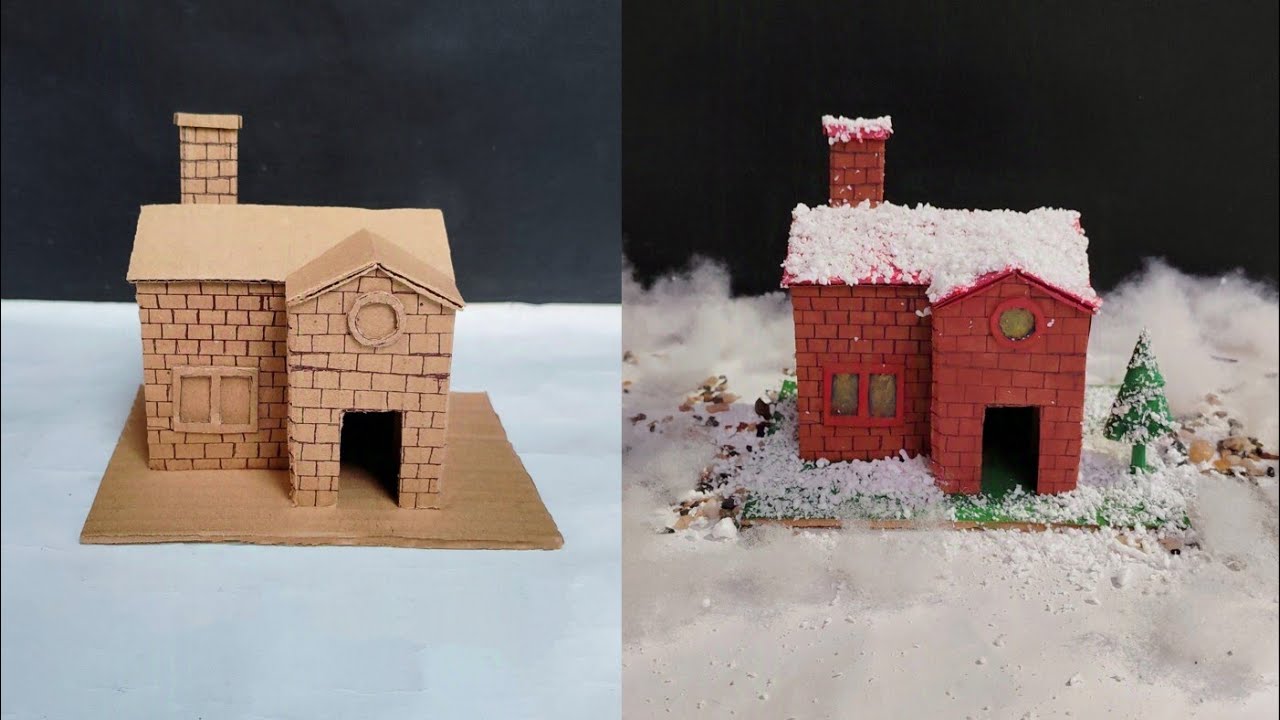 Christmas House Making With Cardboard | How To Make Christmas House ...