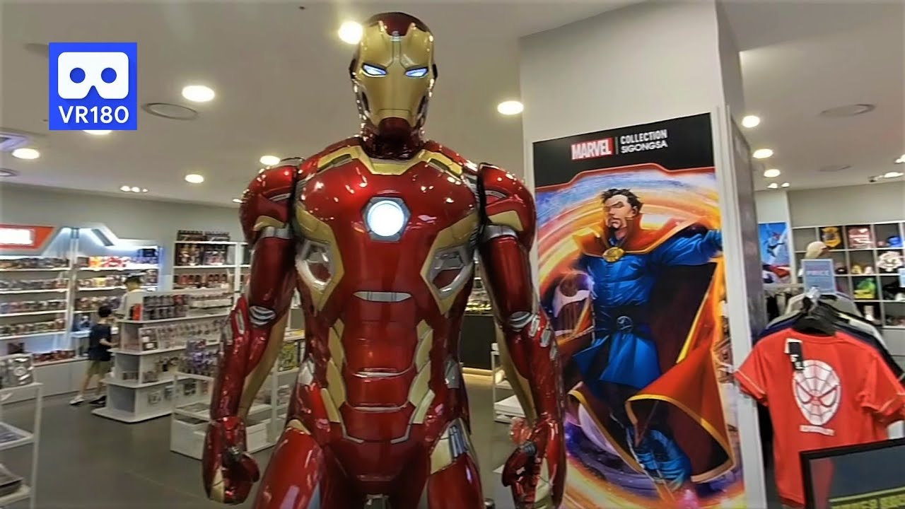 3D 180VR 4K Iron Man in Marvel Avengers Studio Shop - YouTube