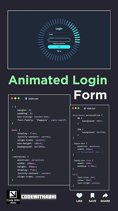 Animated Login Form For websites #coding #shorts #shortvideo # ...