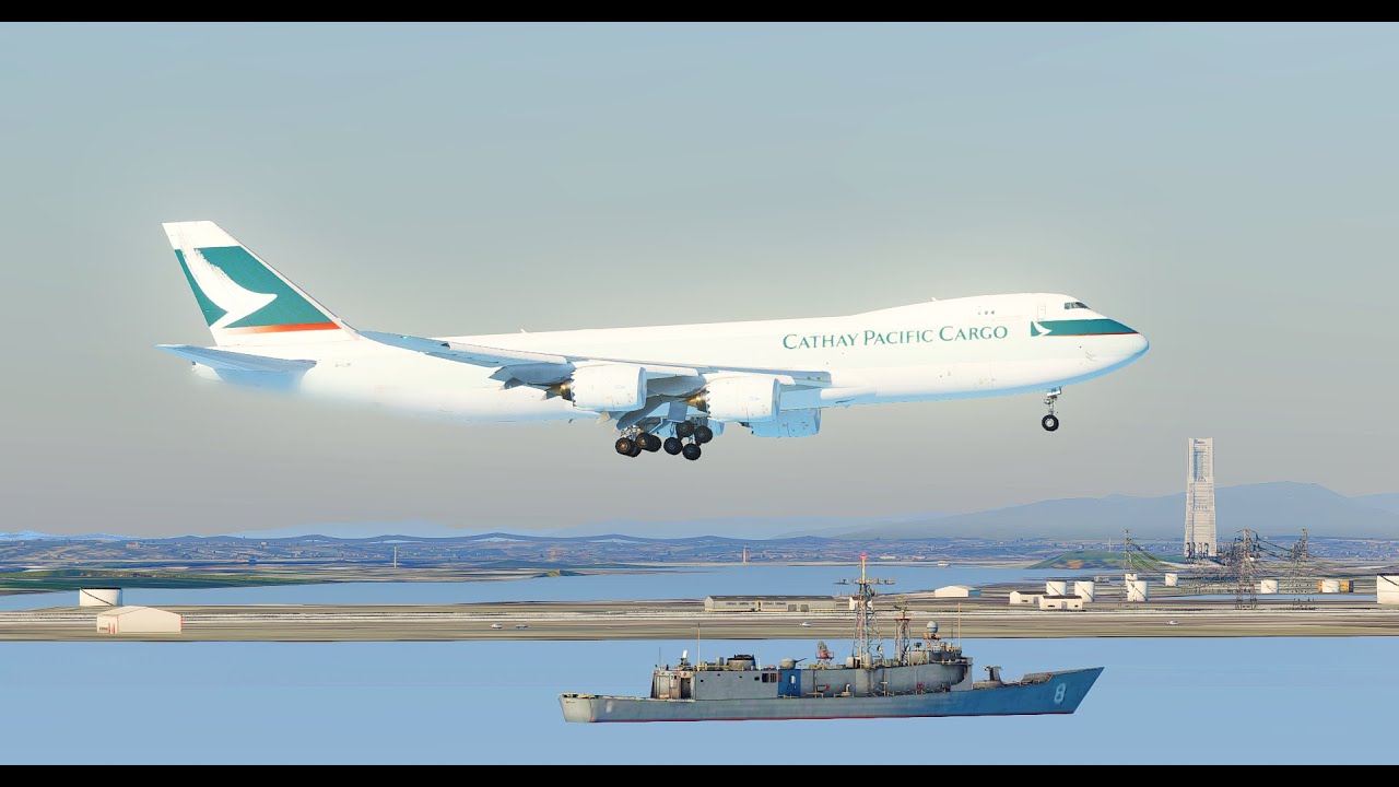 Crosswind 747-8F Landing at Tokyo Haneda Intl - YouTube
